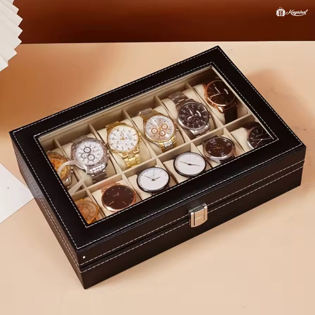 Caja Organizadora Beige para 10 Relojes de Cuero – Magistral Confecciones